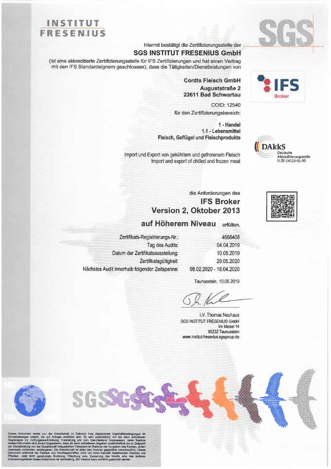 Cordts Fleisch GmbH · IFS-Certificate